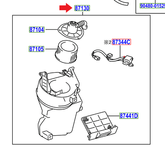 Genuine Toyota Heater Blower Fan 87130-37151