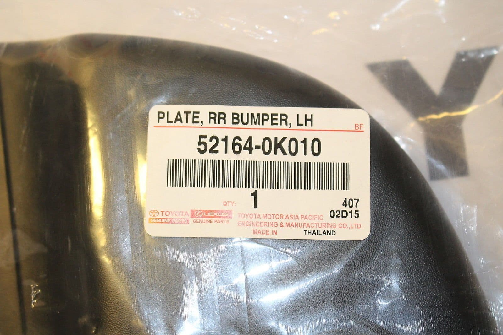 Genuine Toyota Hilux Rear Plastic Bumper Plate LH 52164-0K010 521640k010
