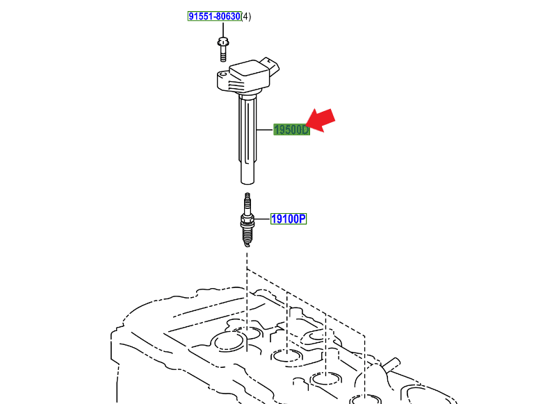 Genuine Toyota Ignition Coil Set of 4 90919-02271