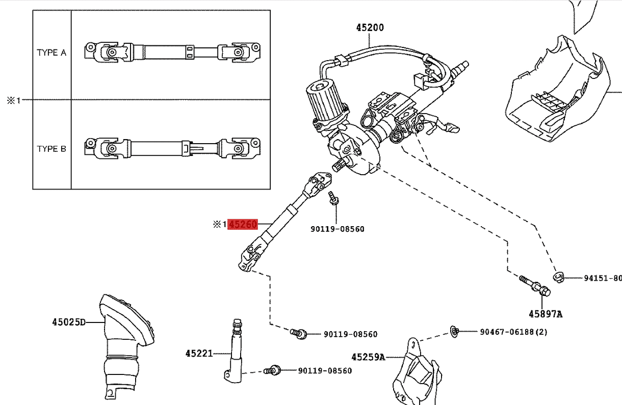 Genuine Toyota Intermediate Steering Shaft 45260-12710 4526012710