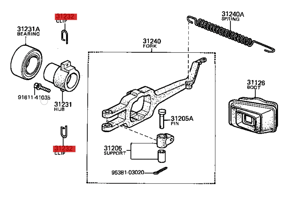 Genuine Toyota Land Cruiser Bearing Hub Clip 31232-30010