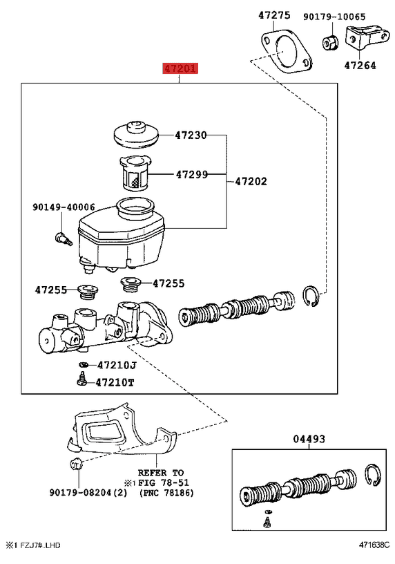 Genuine Toyota Land Cruiser Brake Master Cylinder 47201-60832 4720160832