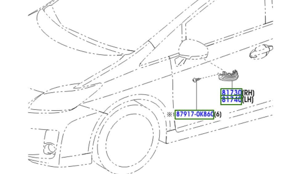 Genuine Toyota Mirror Indicator Lens LH 81740-52040 8174052040