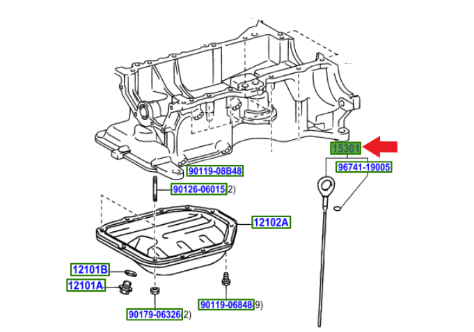 Genuine Toyota Oil Level Dipstick 15301-21062