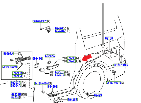 Genuine Toyota Passenger Door Outer Handle 69230-58020-A2