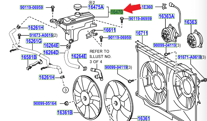 Genuine Toyota Radiator Coolant Reserve Tank 16470-26122