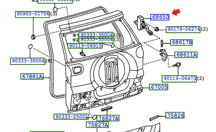 Genuine Toyota Rav4 Door Strap 68650-42040