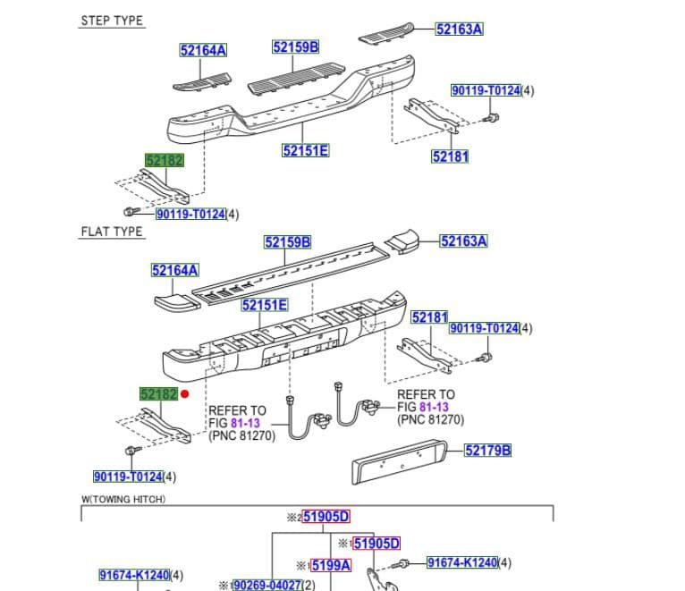 Genuine Toyota Rear Bumper Arm Hilux LH 52182-0K010 521820K010