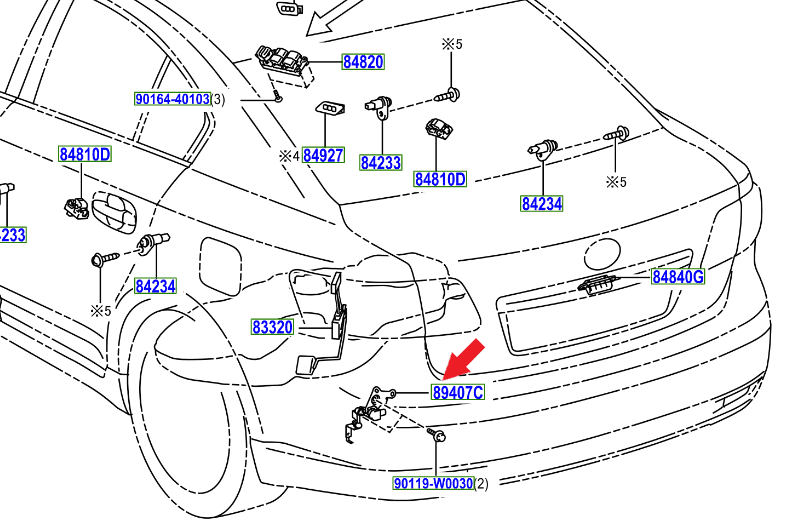 Genuine Toyota Rear Height Control Sensor 89407-12040