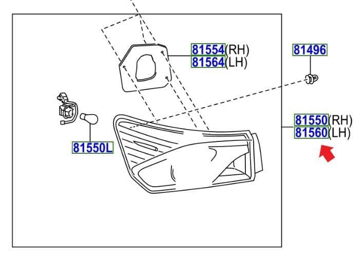 Genuine Toyota Rear Light LH 81560-05310
