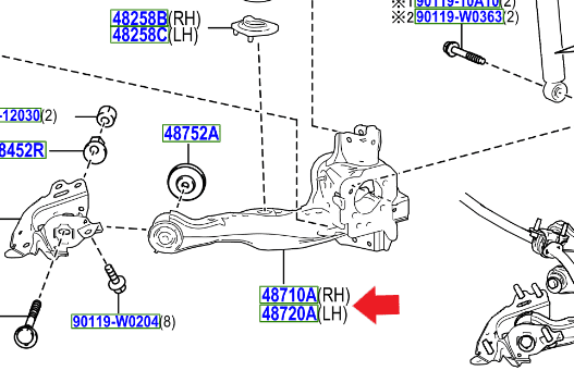 Genuine Toyota Rear Suspension Arm LH 48720-52050