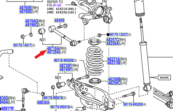 Genuine Toyota Rear Suspension Arm LH / RH 48710-05090