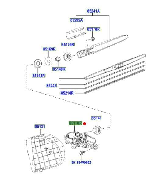 Genuine Toyota Rear Window Wiper Motor 85130-0H051 851300H051