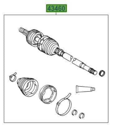 Genuine Toyota SHAFT ASSY FRONT DRIVE OUTBOARD JOINT RH 43460-59669