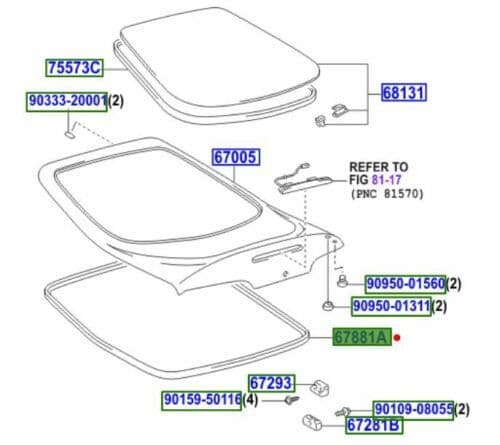 Genuine Toyota Supra Rear Trunk Hatch Weather Strip 67881-14130