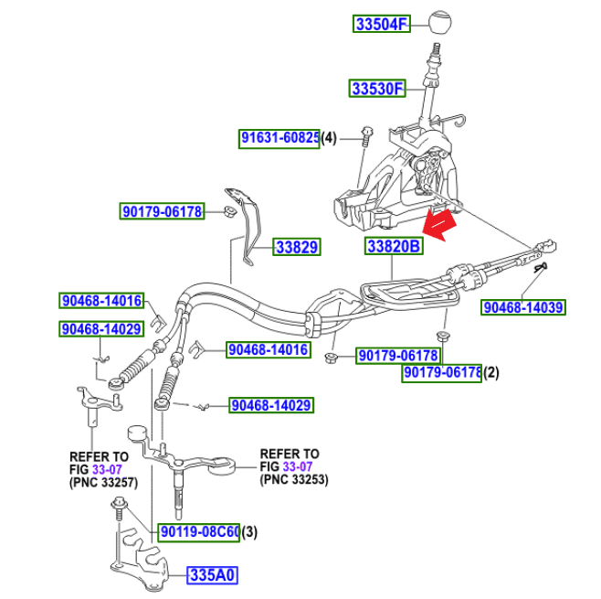 Genuine Toyota Transmission Control Cable 33820-52681