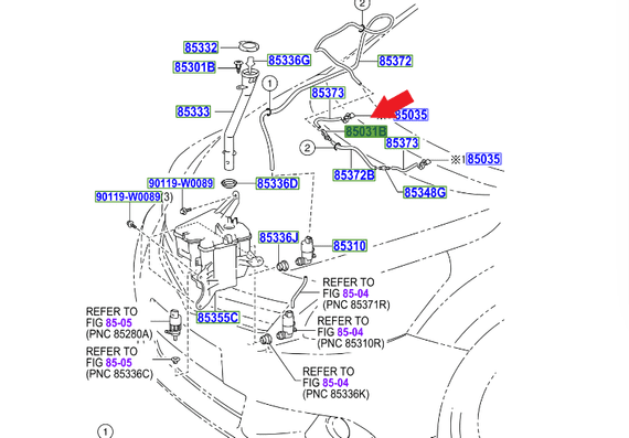 Genuine Toyota VALVE SUB-ASSY WASHER 85376-0F040