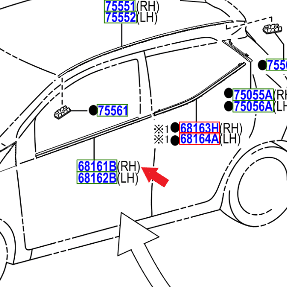 Genuine Toyota Weatherstrip 68160-0H070