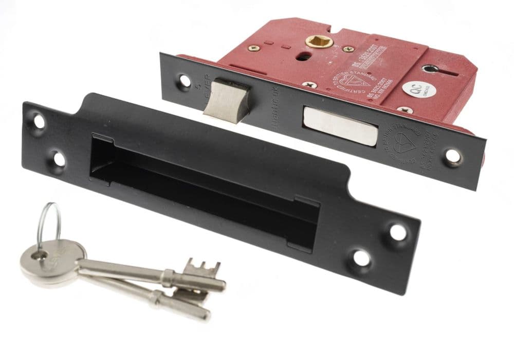 Atlantic 5 Lever Key Sashlock BS 3" - Matt Black