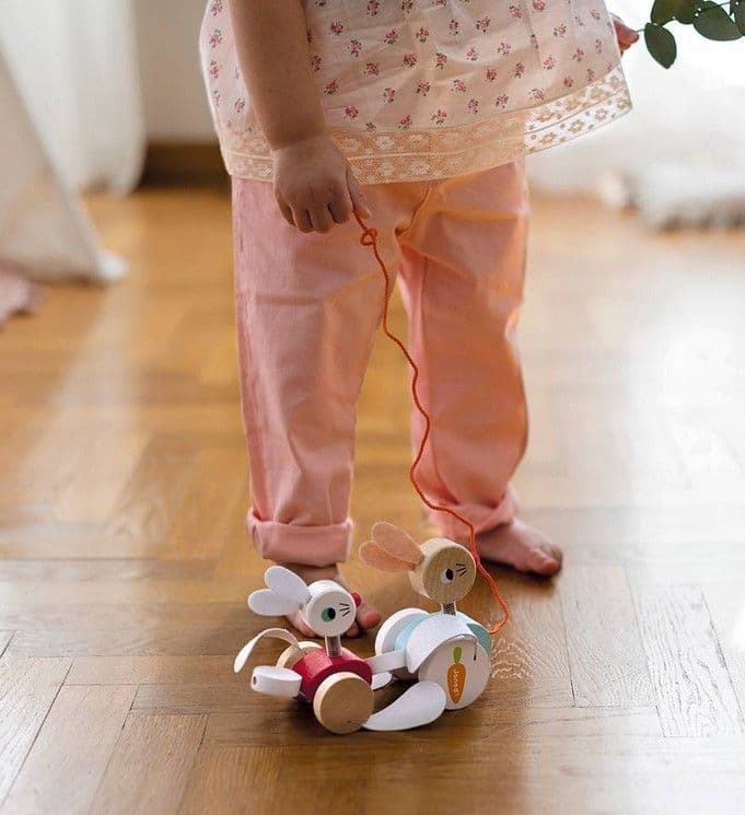 Pull-Along Rabbits wood Janod