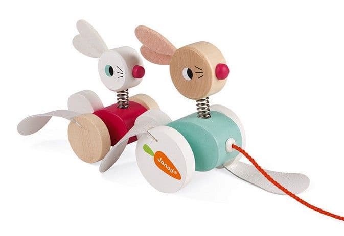 Pull-Along Rabbits wood Janod