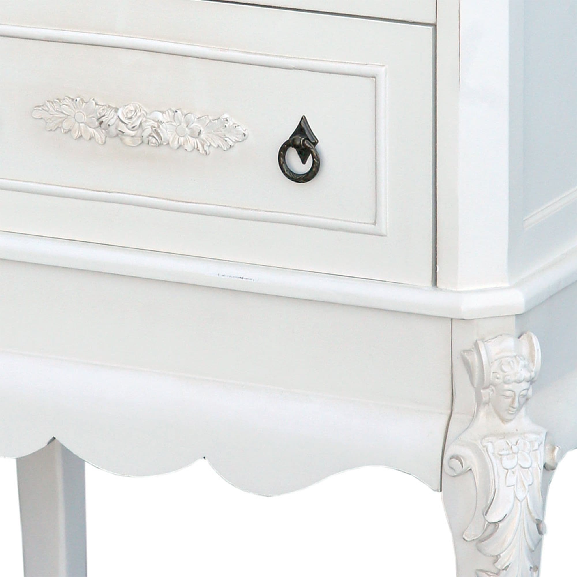 Boudoir Provence Antique White 3 Drawer Side Table