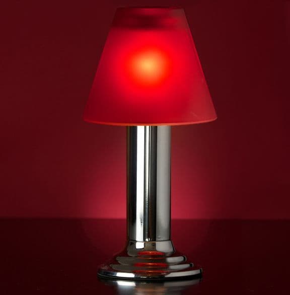 Silver Lamp Stand With Red Glass Shade