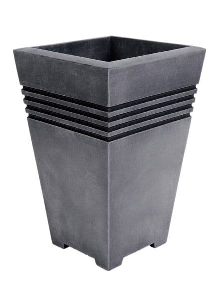 Strata Milano Tall Square Planter - Pewter 45cm Height