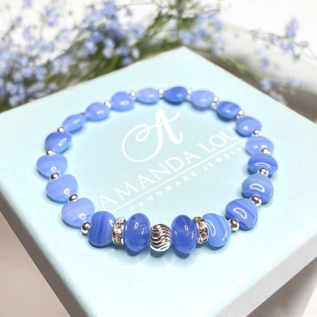 Because You Love Them Beaded Heart Elasticated Bracelet