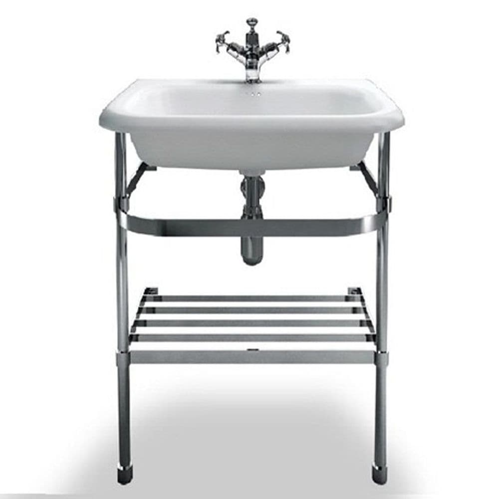 Burlington Roll Top Medium 650mm Basin With Stainless Steel Stand B8E B8ES