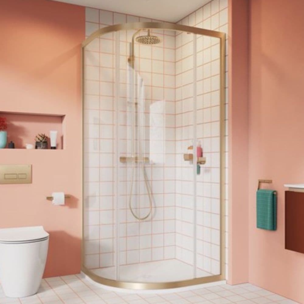 Crosswater Simpsons Clear 6 Quadrant Single Door 900x900 Brushed Brass ...