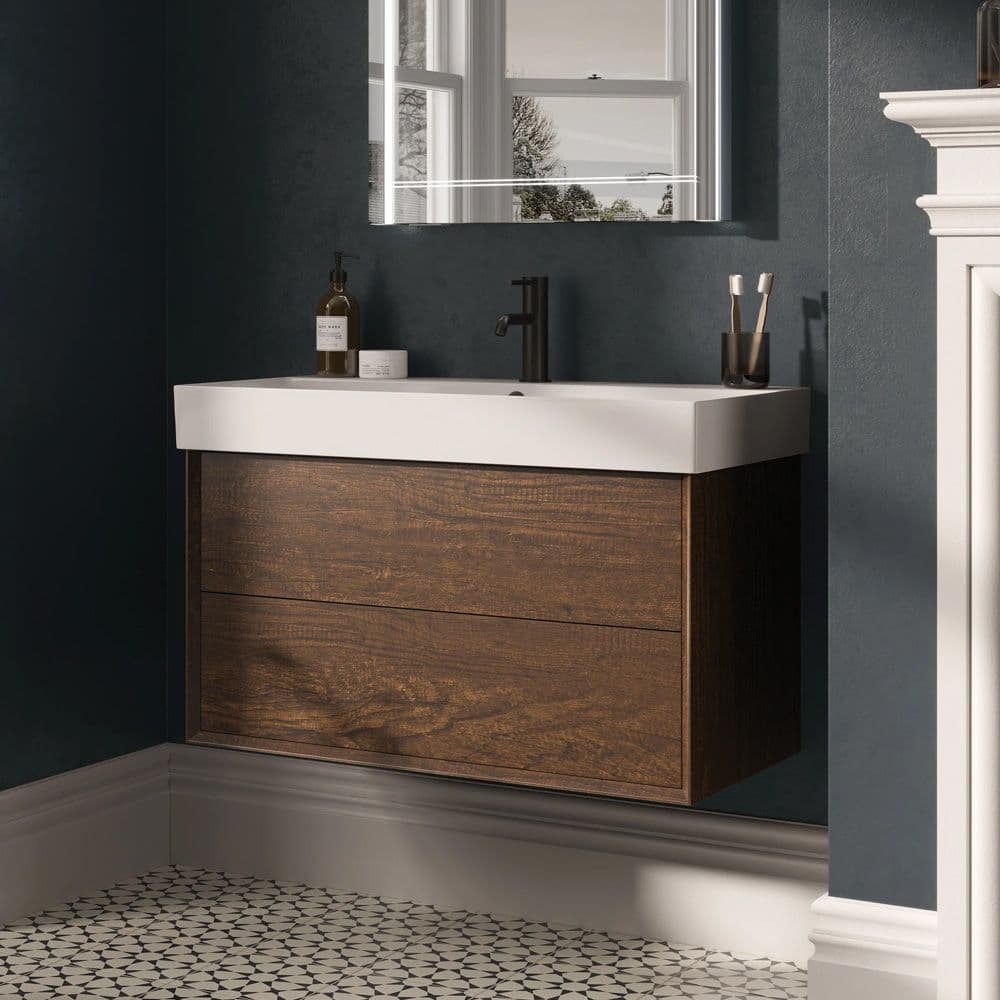 HIB Novum Vantage 850mm Wall Mounted Unit Dark Oak N16WH85DOA N16WB85CER