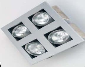 LAES Studio 4 Square Adjustable 4 Downlight Fitting Brushed Aluminium ...
