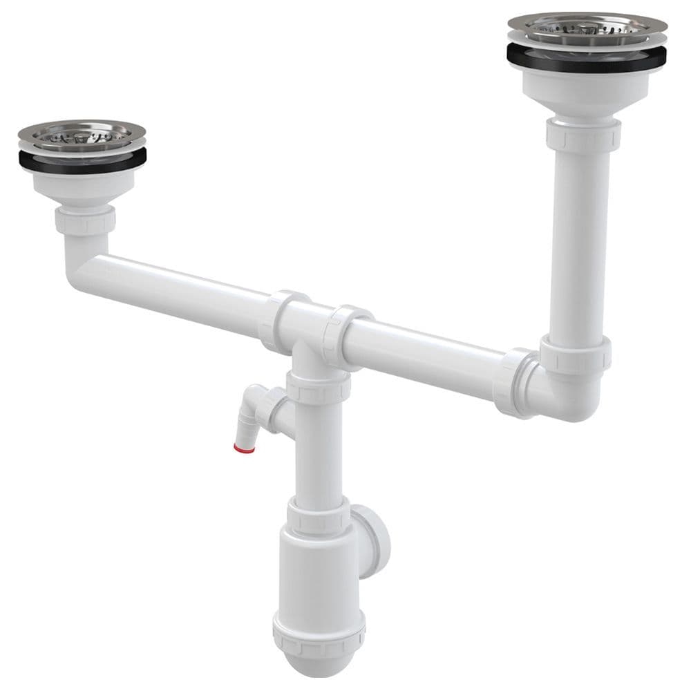 Alca Plast Double-Sink Waste & Trap DN40/50 Two-Level With Ø17 23mm ...