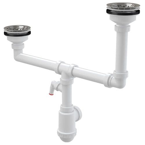 Alca Plast Double-Sink Waste & Trap DN40/50 Two-Level With Ø17 23mm ...