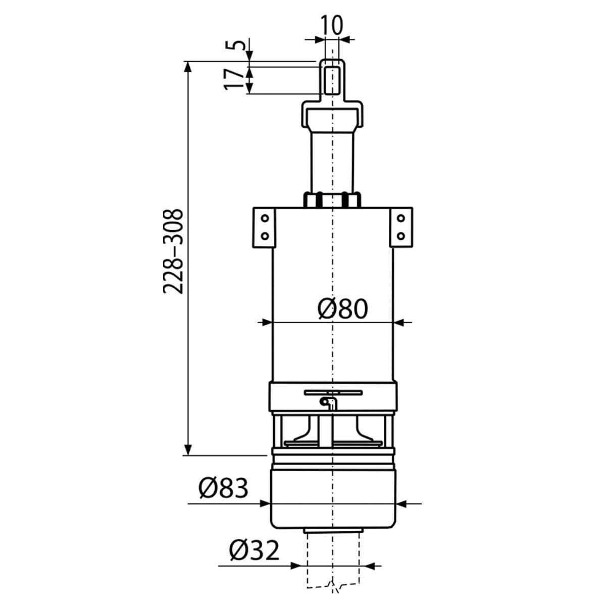 Alca Plast Flush Valve For High Level Cistern A03