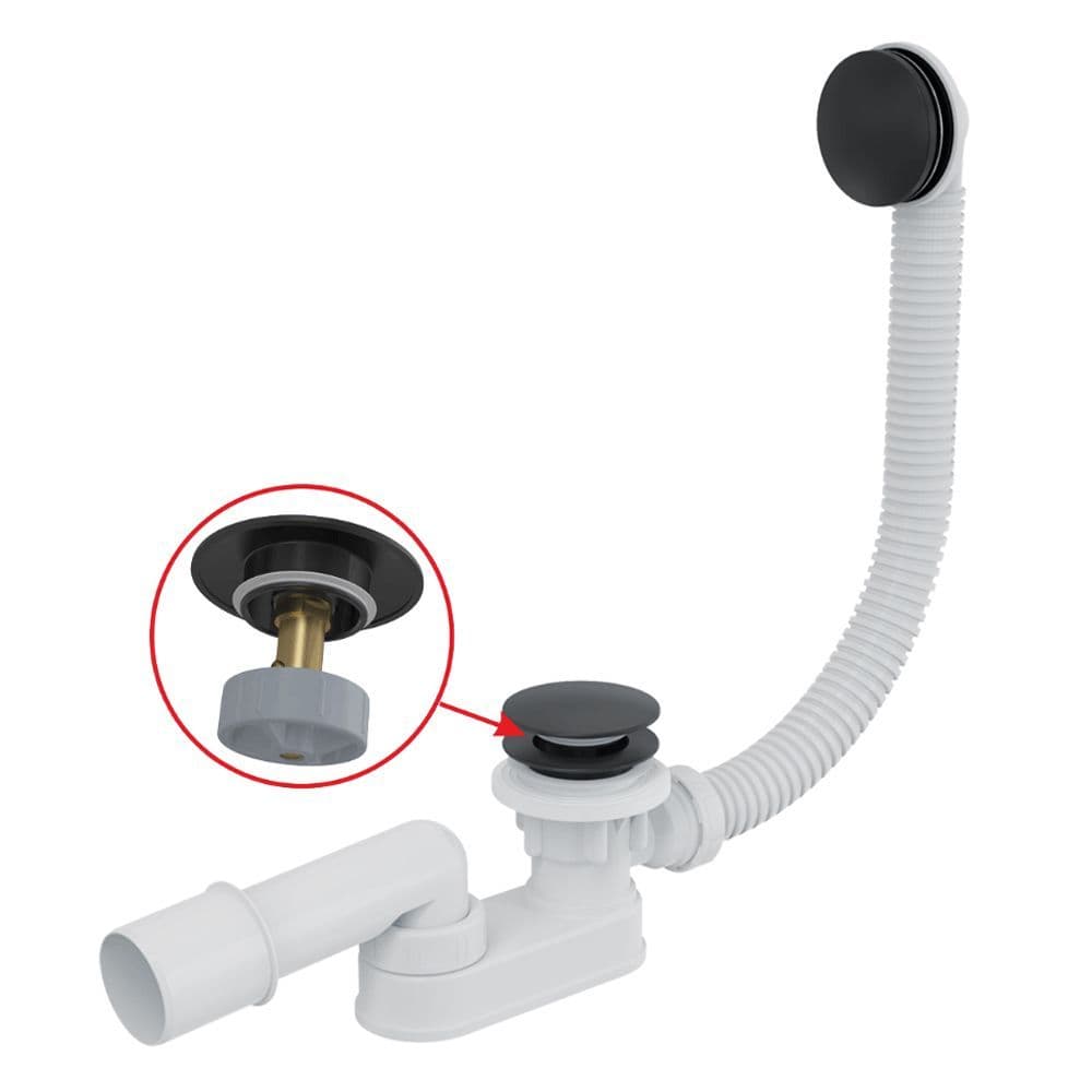 Alca Plast Metal Bath Click/Clack Waste & Trap Matt Black A507BLACK