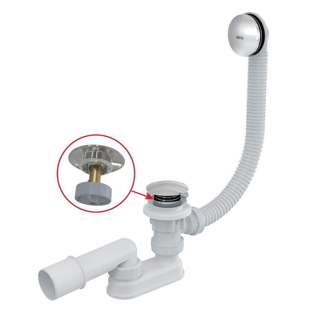 Alca Plast Metal Bath Click/Clack Waste & Trap Polished Chrome A504CKM