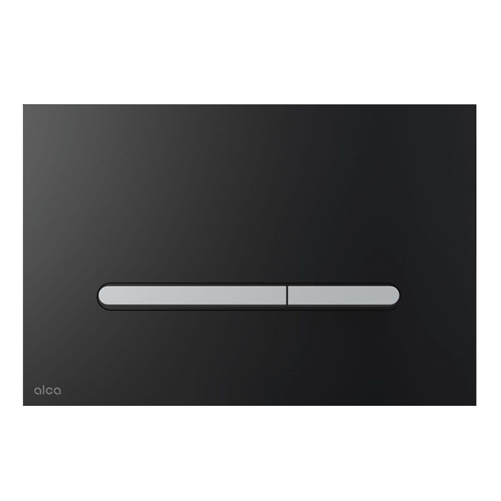 Alca Plast Ray Glass Flat Flush Plate Black RAY-GL1204