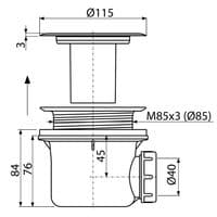 Alca Plast Shower Waste & Trap 90mm DN40 Ø115mm Grid Polished Stainless ...
