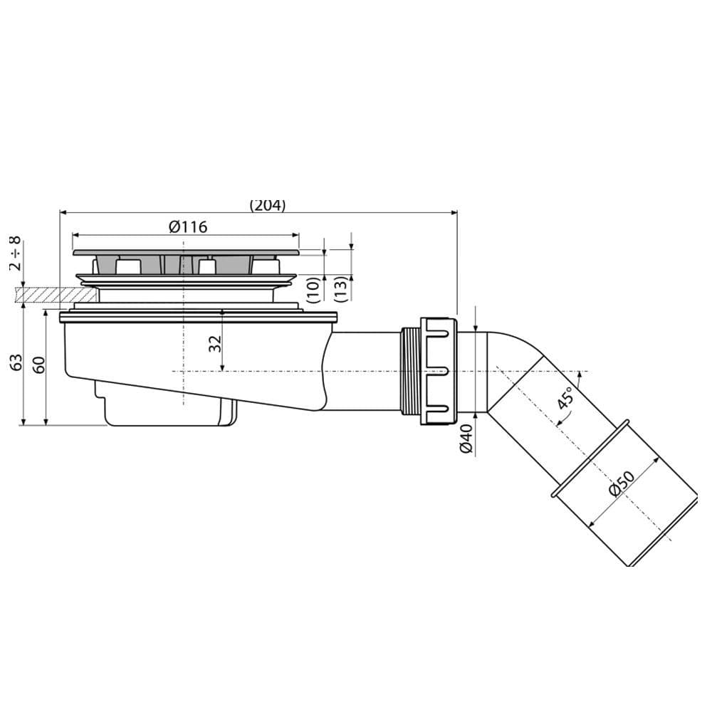 Alca Plast Shower Waste & Trap Reduced Height 90mm DN 50 Polished ...