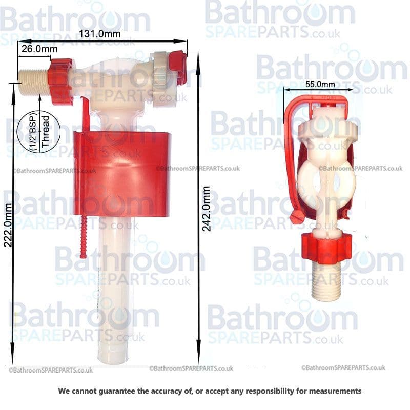 Alca Plast Side Inlet Fill Valve For Plastic WC Cisterns A150P-1/2"