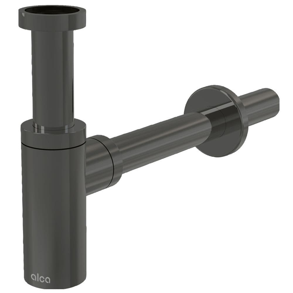 Alca Plast Wash-Basin Trap DN 32 Design Round Polished Gun Metal A400-GM-P