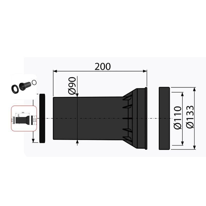 Alca Straight Pan Connector Outlet Seal and Connector Seal M902