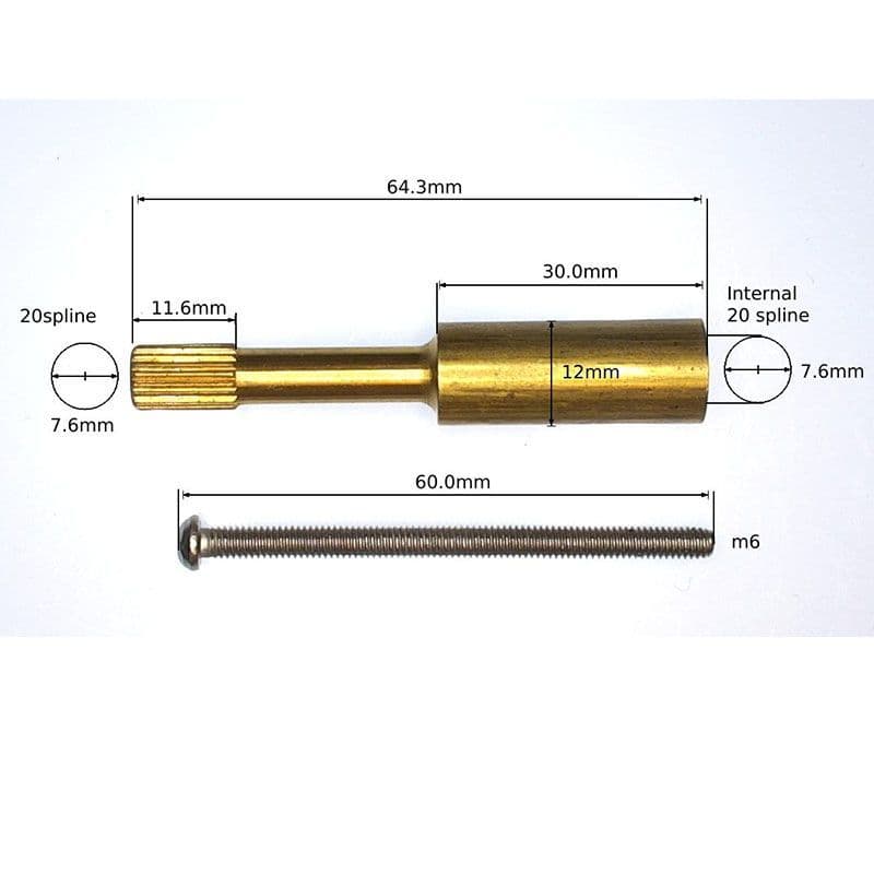 Bathroomspareparts 64mm Tap Head Extension 20 Spline to 20 Spline THC010