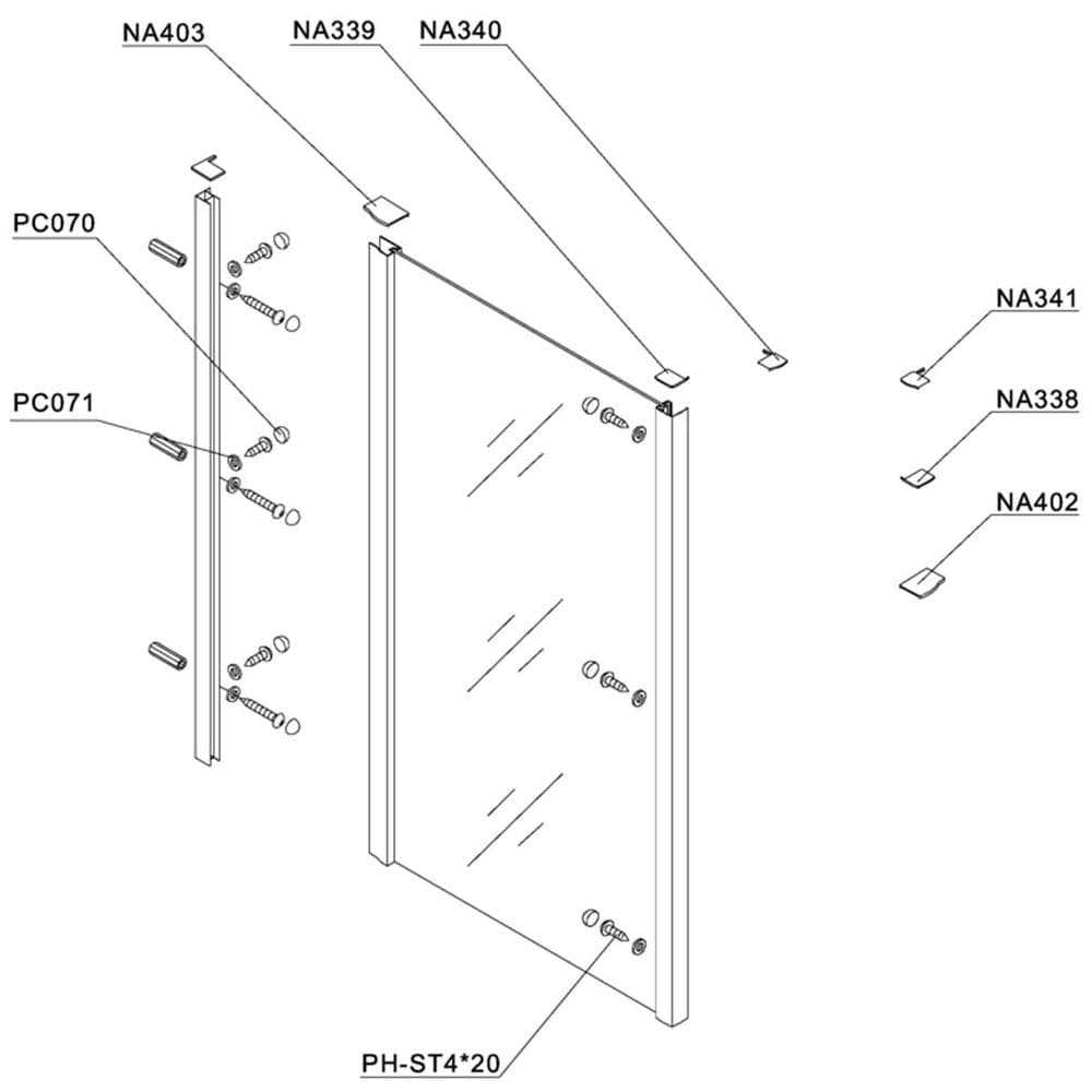 Bristan Java Side Panel for Sliding Door - 900mm Spare Parts