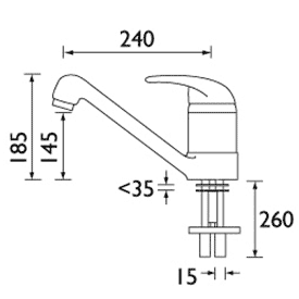 Bristan Java Single Flow Monobloc Sink Mixer Steel Tap J SFSNK ST