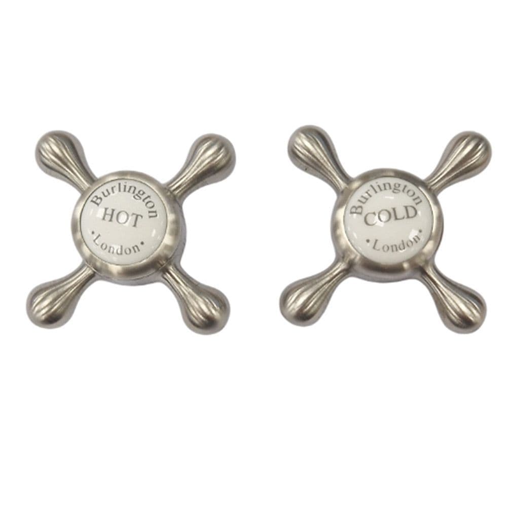 Burlington Claremont Tap Handles pair Brushed Nickel T1BNKL