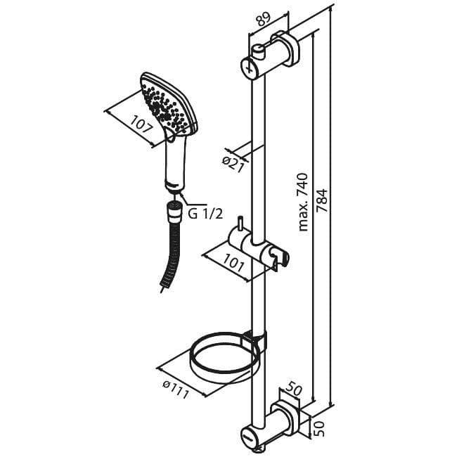 Damixa Pine Flex Shower Set Chrome 7666800 Spare Parts