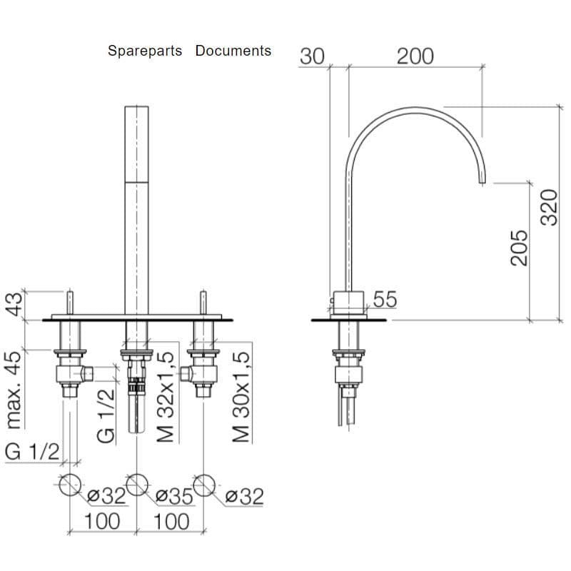 Dornbracht Mem Three-Hole Basin Mixer 20725780 Spare Parts